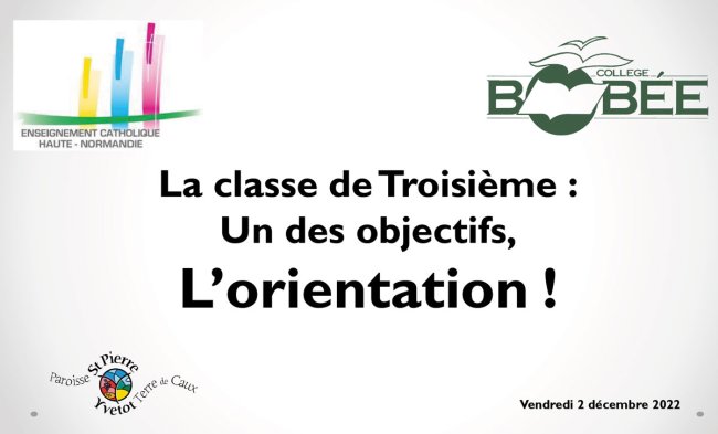 L'orientation après le classe de troisième | Collège privé Bobée